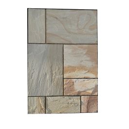 Rippon Buff Sandstone Patio Project Pack (Riven/Sawn Edges), 18.90 sqm ...